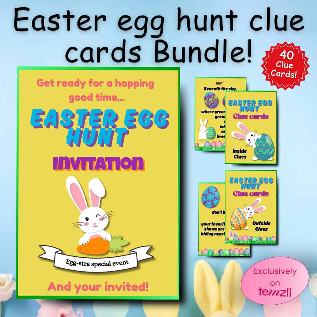 Easter Egg Hunt Clue Cards, Printable Easter Hunt Clues, Easter ...