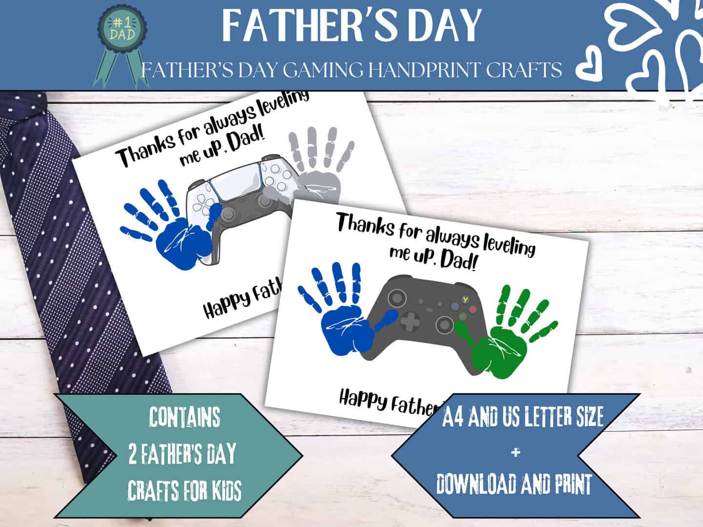 Gamer Handprint Craft, Father’s Day DIY Gift, Controller Printable Card ...