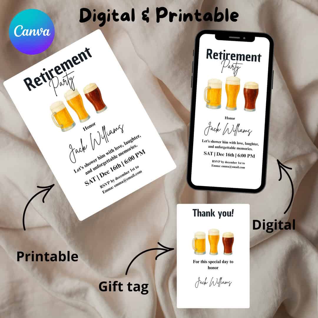 Retirement beer party invitation for men - Temzli