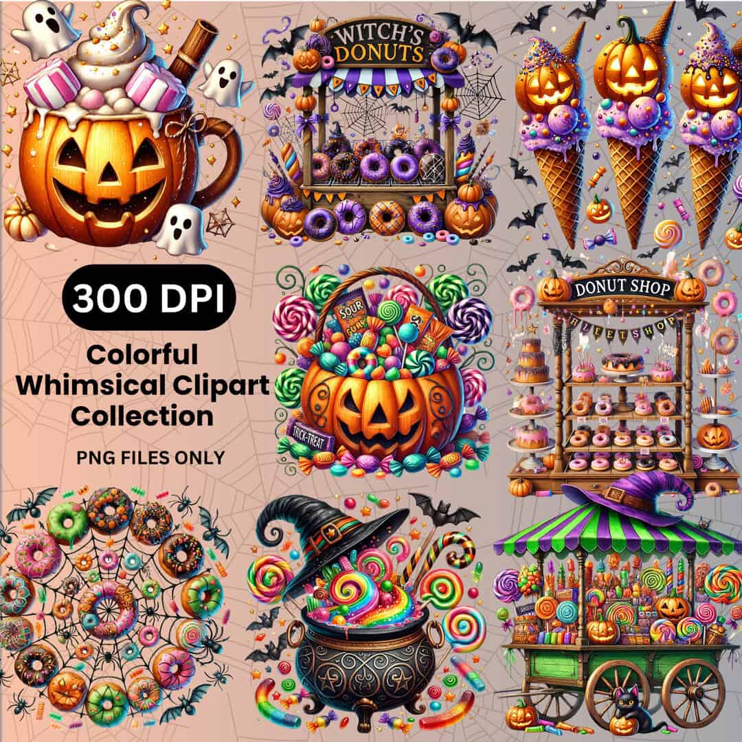Whimsical Halloween Clipart Bundle - Temzli