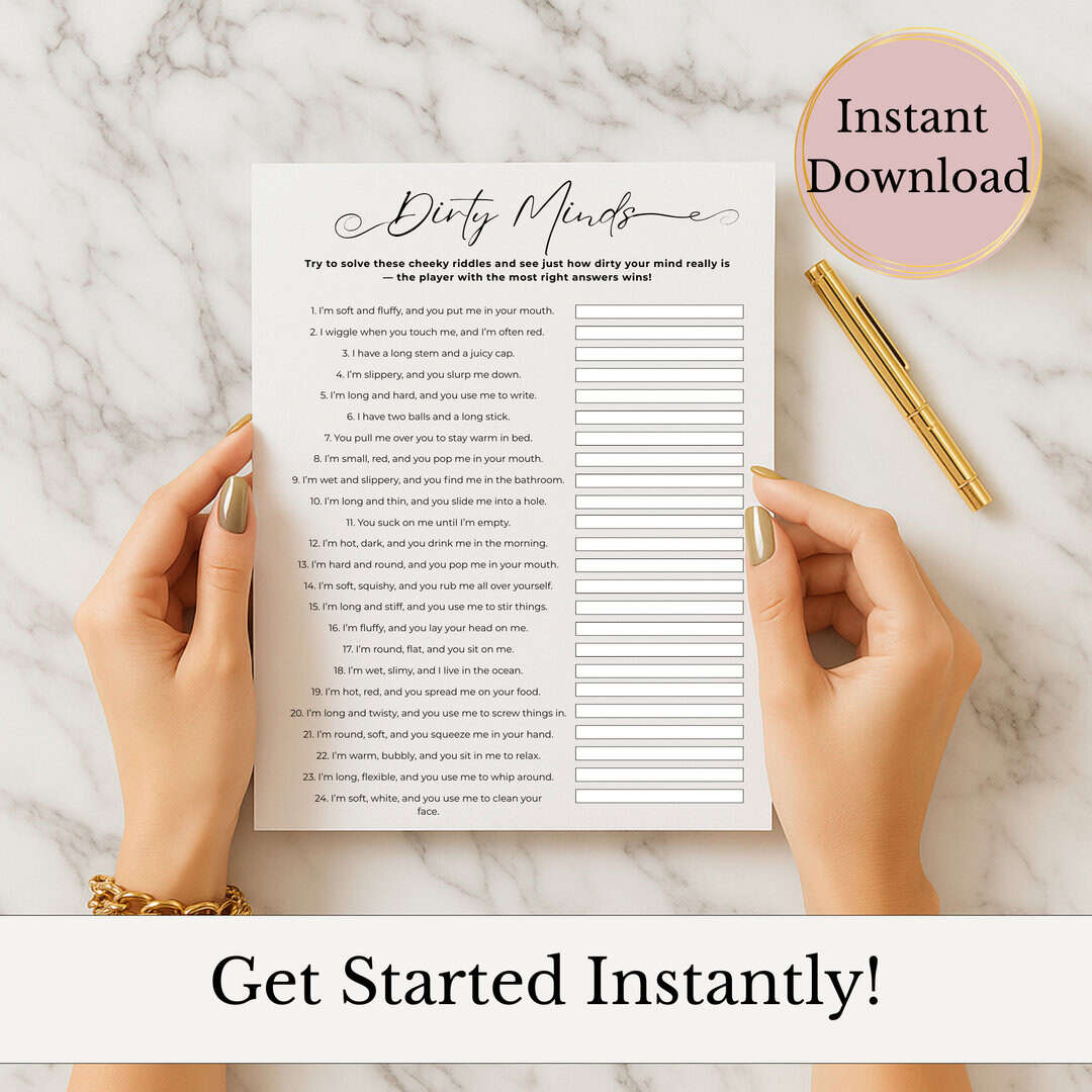 Dirty Minds Game • Printable Bachelorette Party Game • Adult Ladies ...
