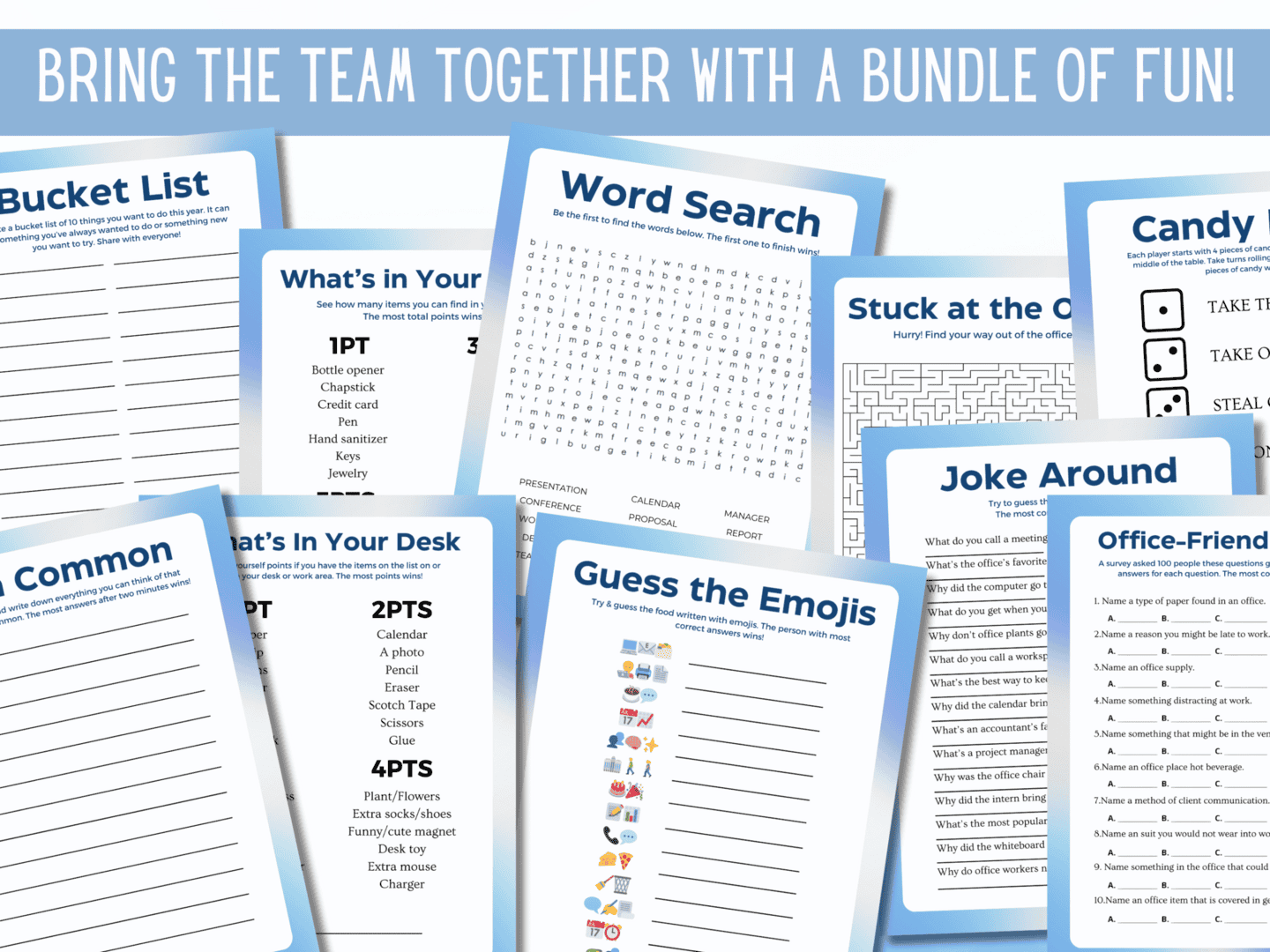Office Party Game Bundle Printable Team Building Activity Pack for Work ...
