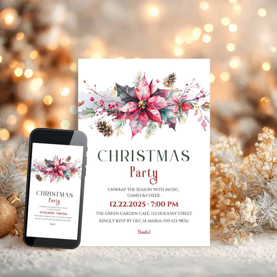 Christmas Party Invitation • Editable Christmas Evite • Digital Holiday ...