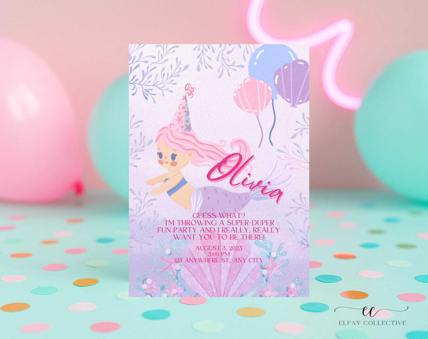 Enchanting Mermaid Kids Birthday Invitation – Magical Underwater Theme ...
